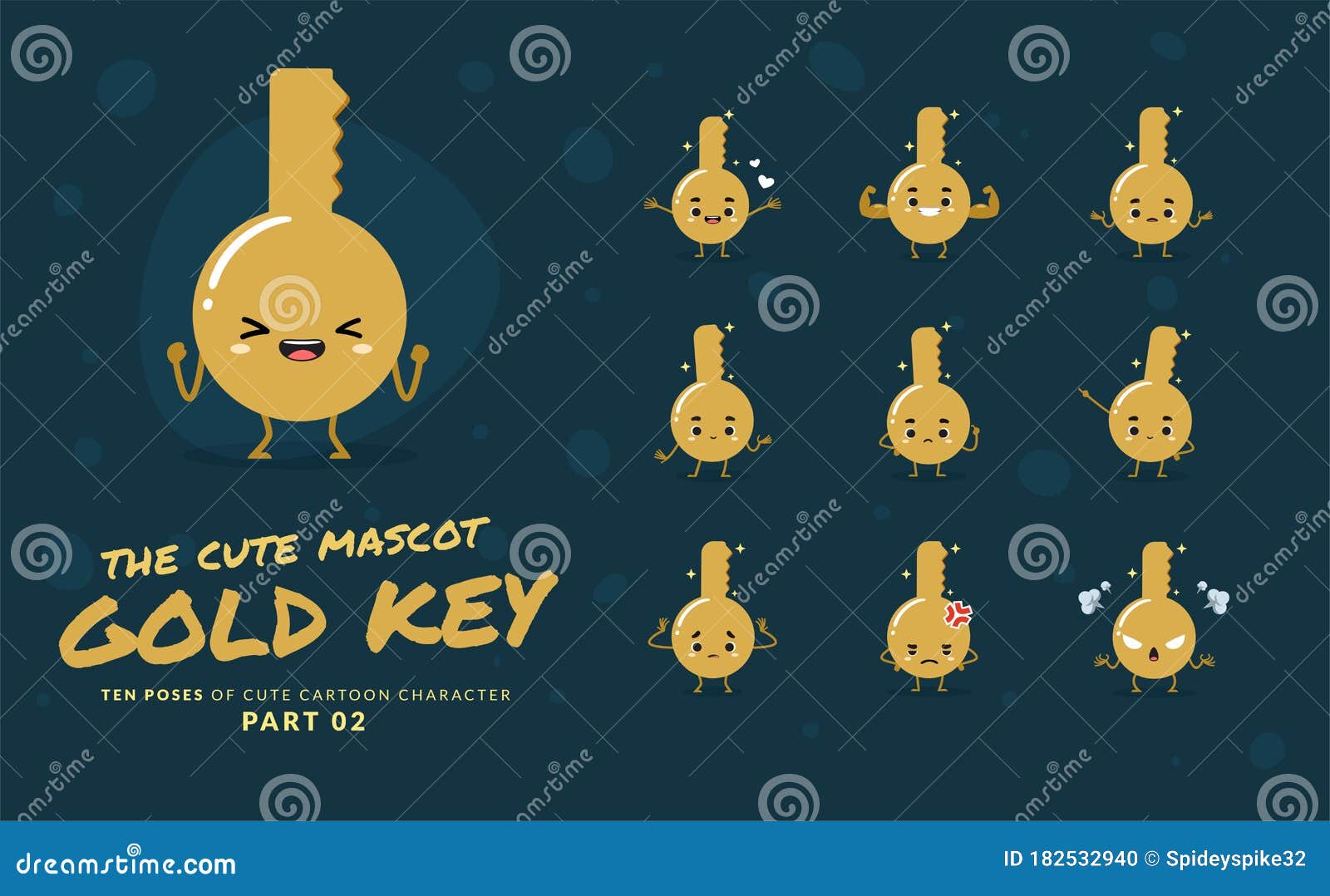 Cartoon Images of Golden Key. Second Set Stock Vector - Illustration of ...