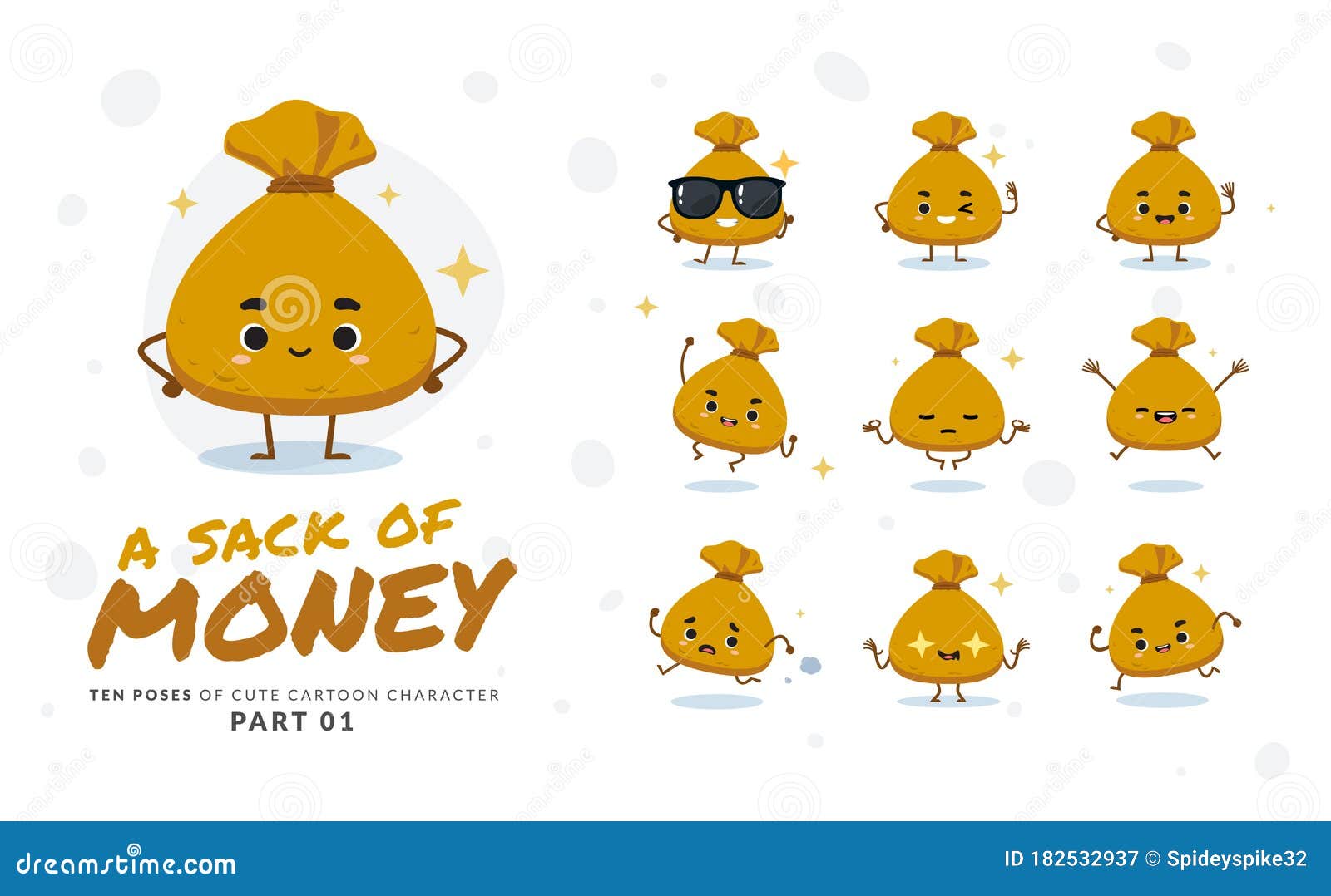 Cartoon Images of Money Sack. First Set Stock Vector - Illustration of ...