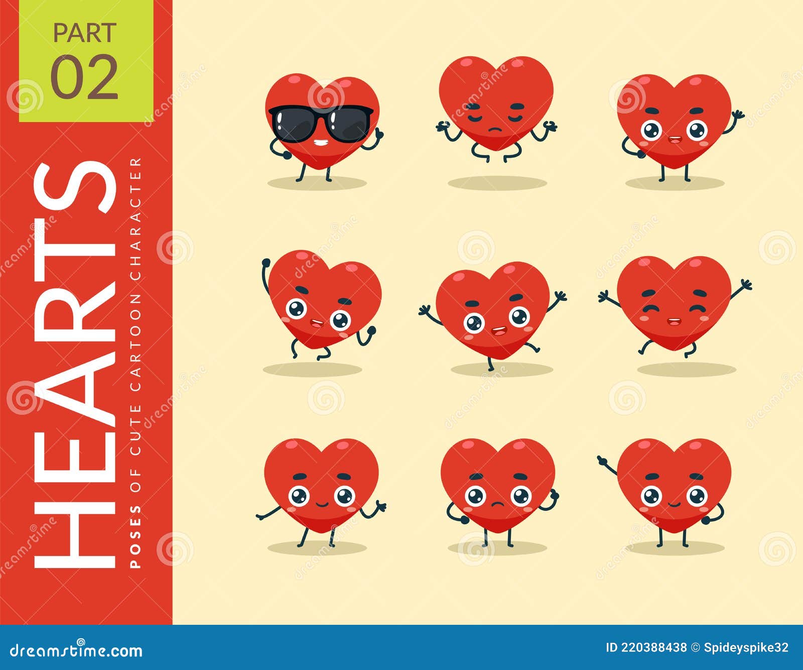 Cartoon Images of the Red Heart. Second Set Stock Vector - Illustration ...