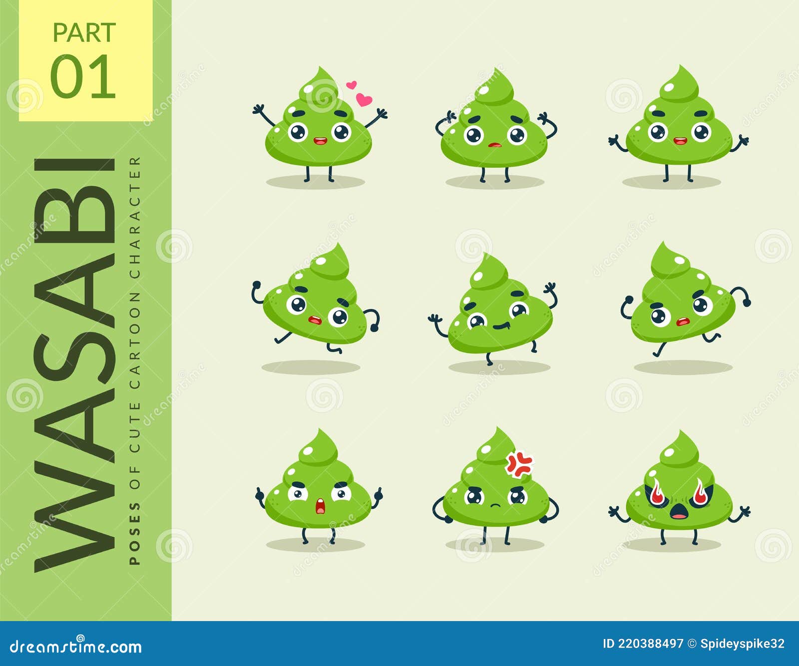 Cartoon Images of Wasabi. First Set Stock Vector - Illustration of clip ...