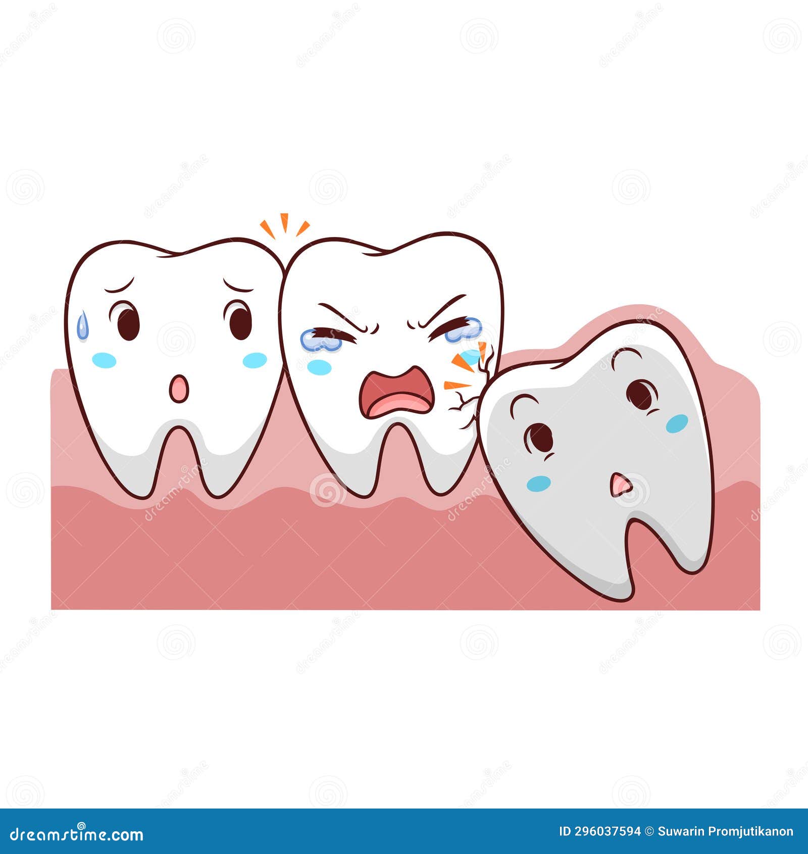 Cartoon impacted tooth. stock vector. Illustration of children - 296037594