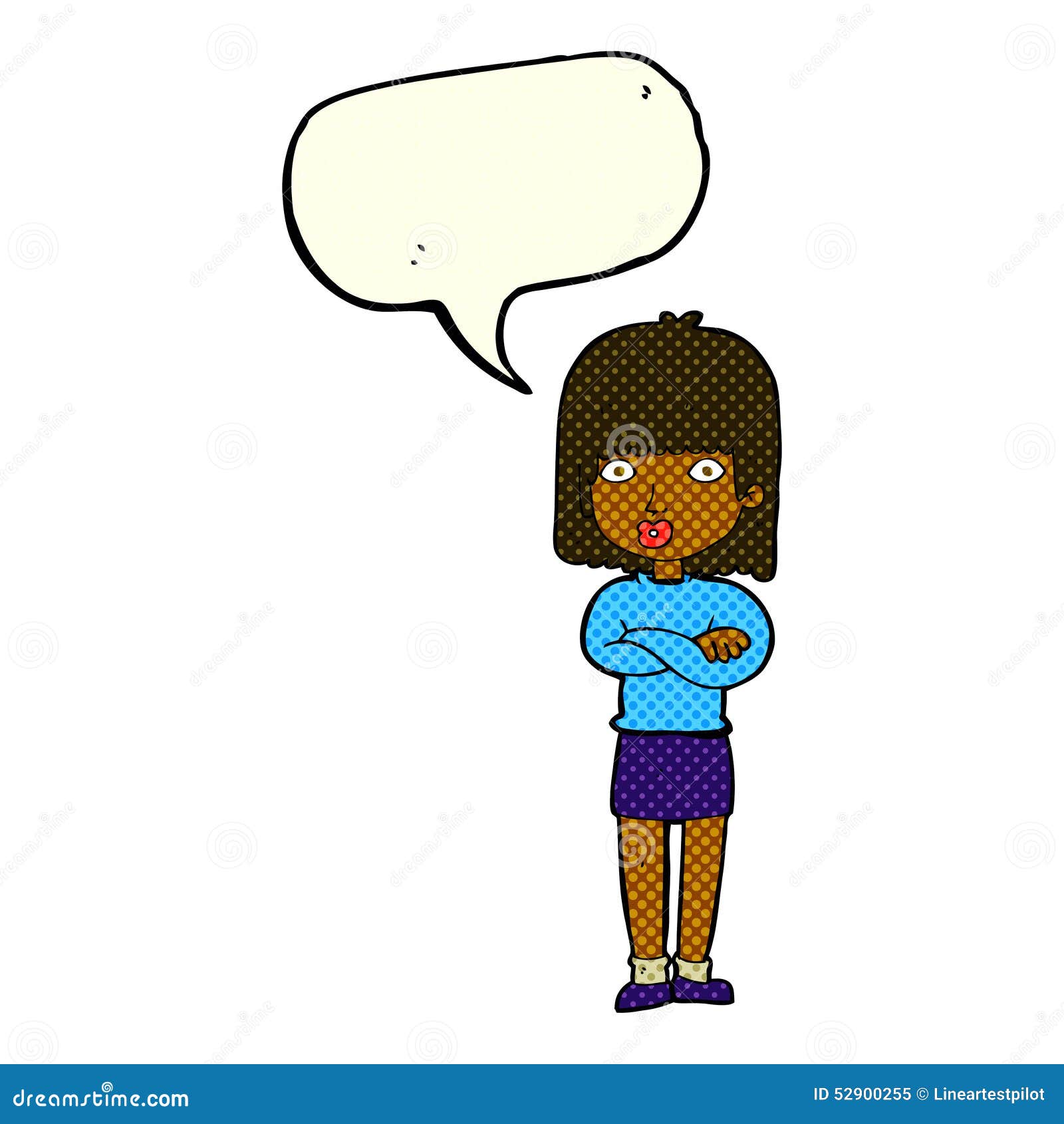 Cartoon Impatient Woman with Speech Bubble Stock Illustration ...