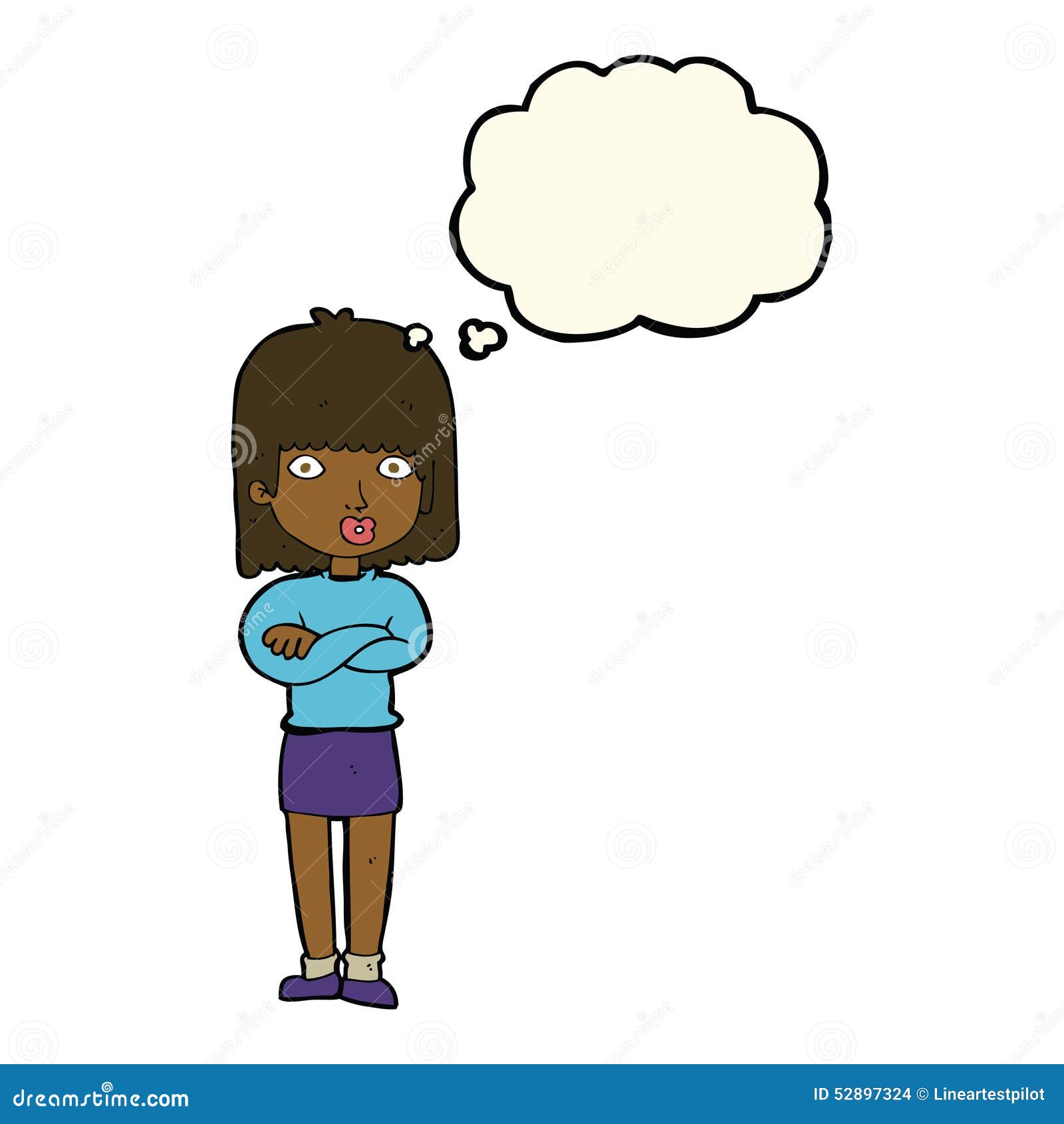 Cartoon Impatient Woman with Thought Bubble Stock Illustration ...