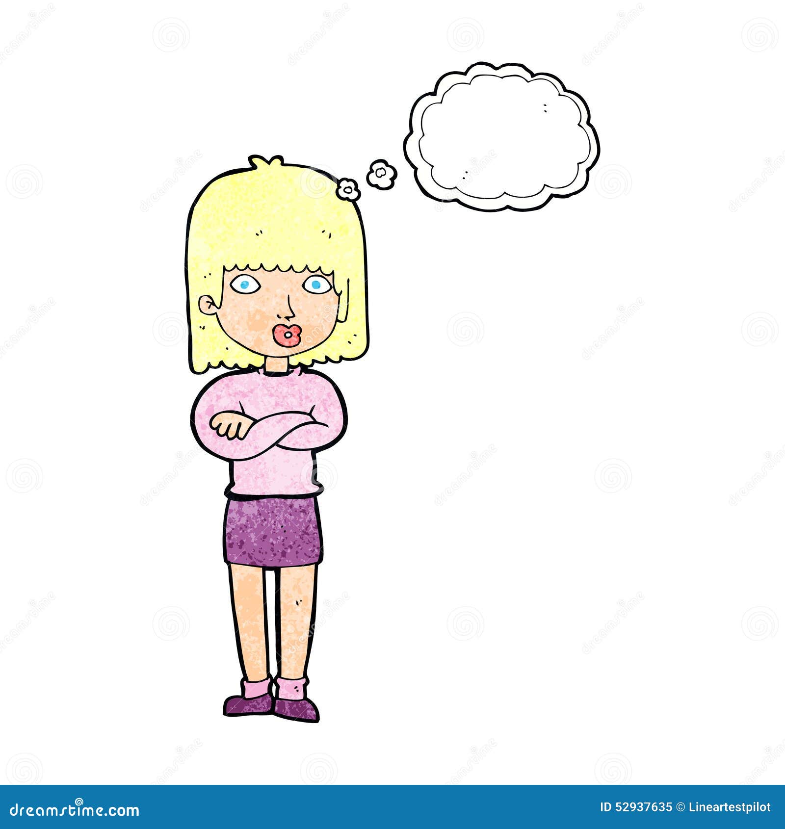 Cartoon Impatient Woman with Thought Bubble Stock Illustration ...