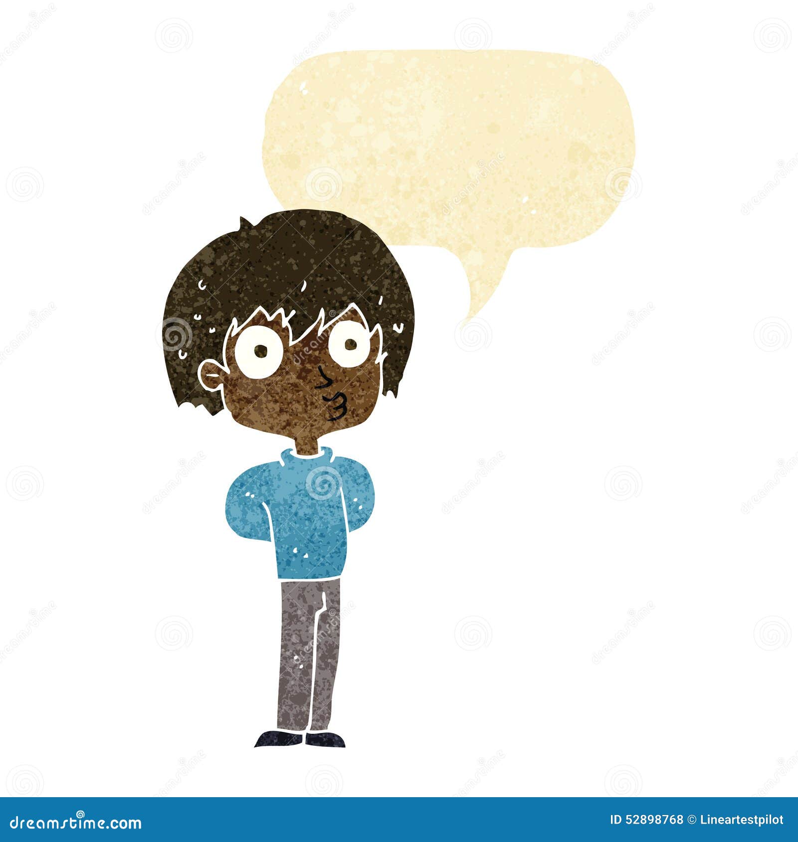 Cartoon Impressed Boy with Speech Bubble Stock Illustration ...