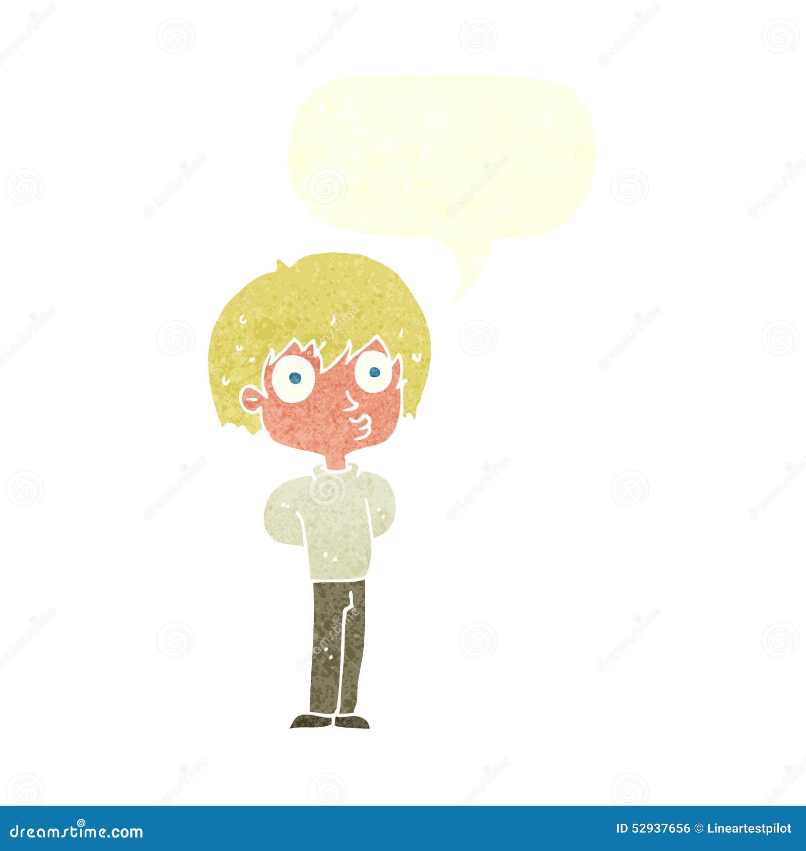 Cartoon Impressed Boy with Speech Bubble Stock Illustration ...
