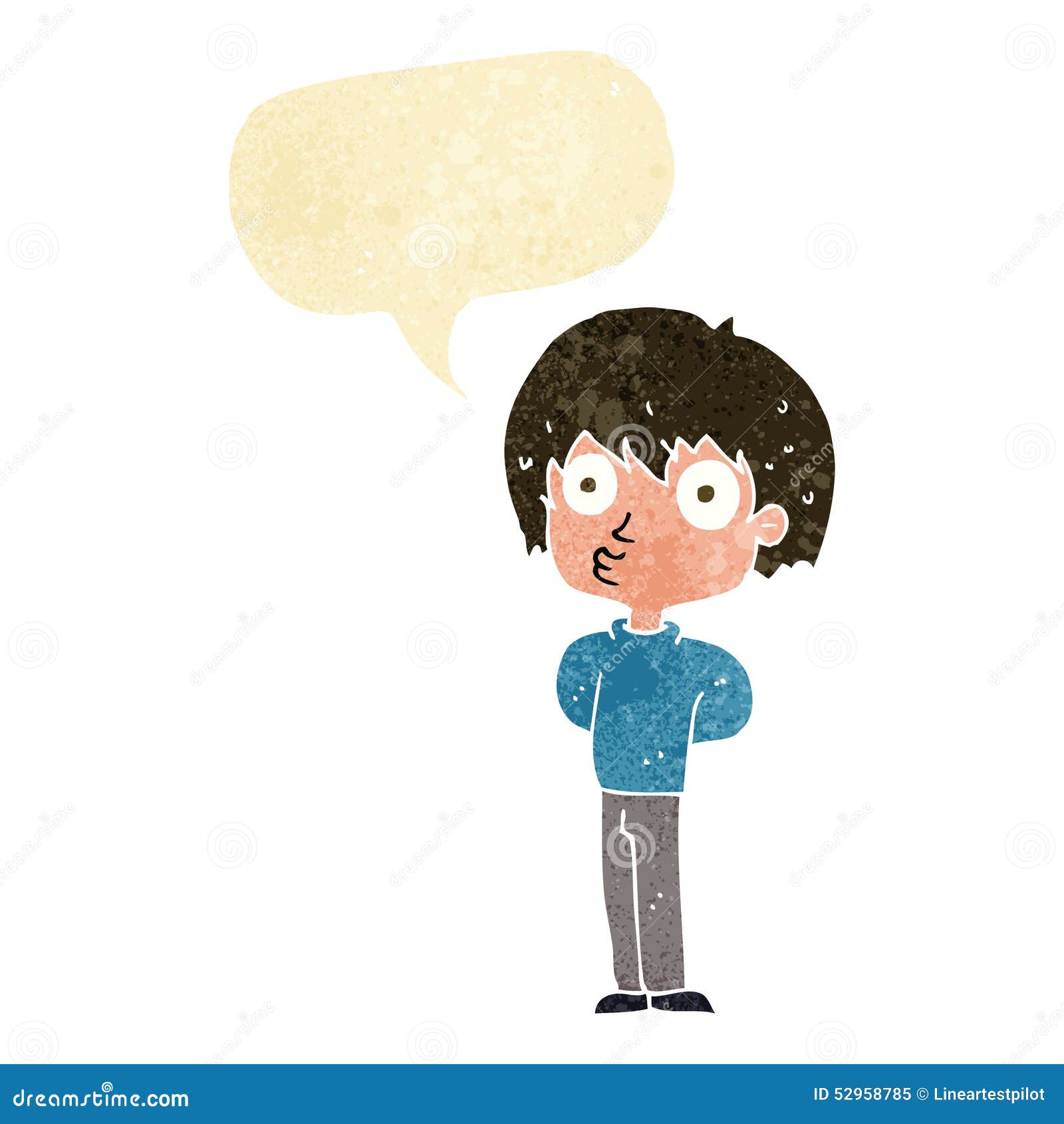 Cartoon Impressed Boy with Speech Bubble Stock Illustration ...
