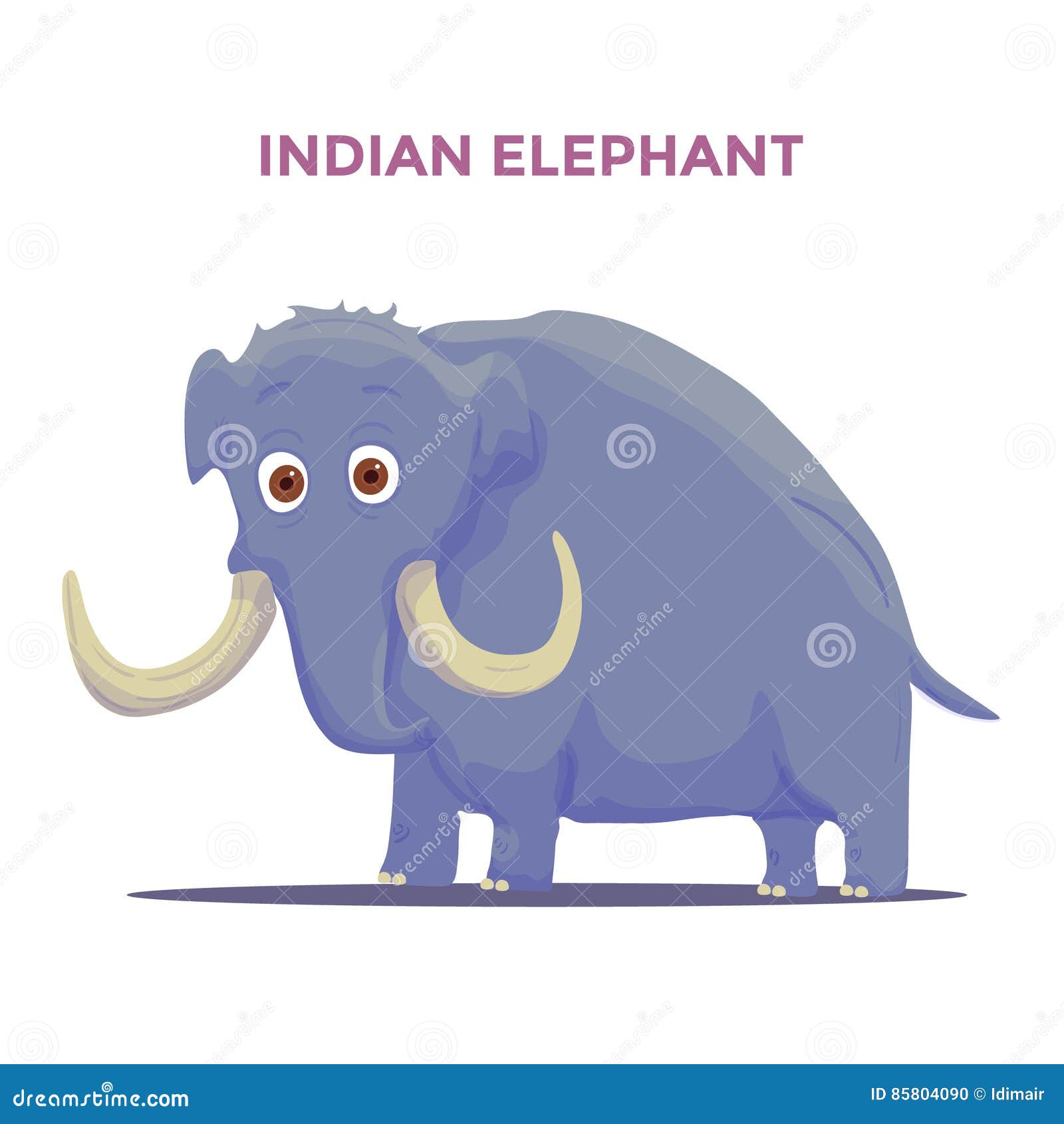 Cartoon Indian Elephant Isolated on White Background. Vector Stock ...