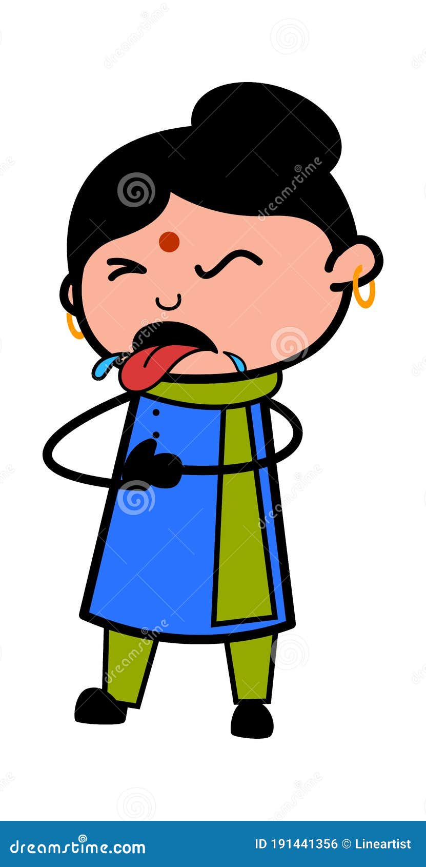 Cartoon Indian Lady Choking Stock Illustration - Illustration of cough ...