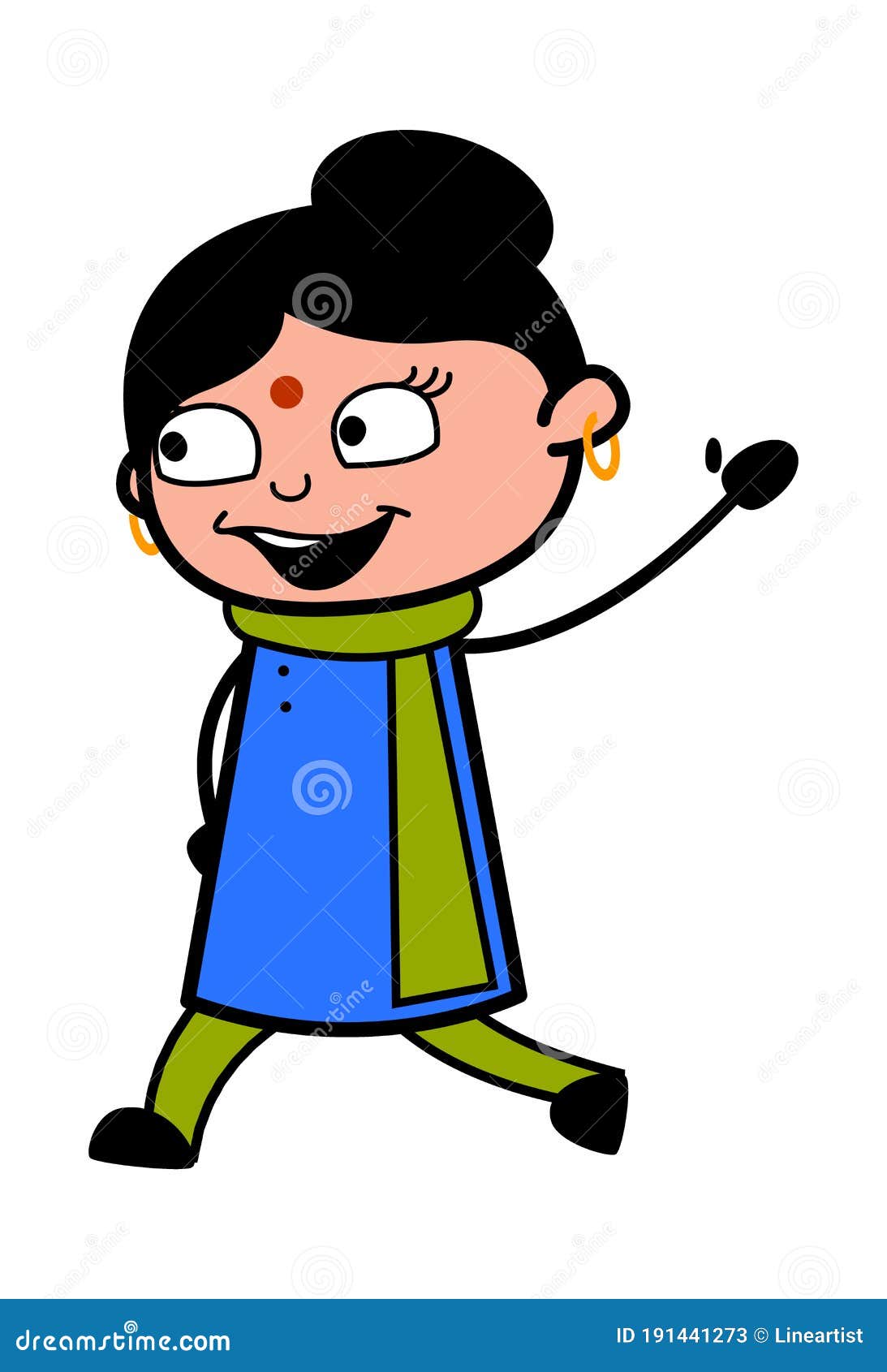 Cartoon Indian Lady Saying Hello Stock Illustration - Illustration of ...