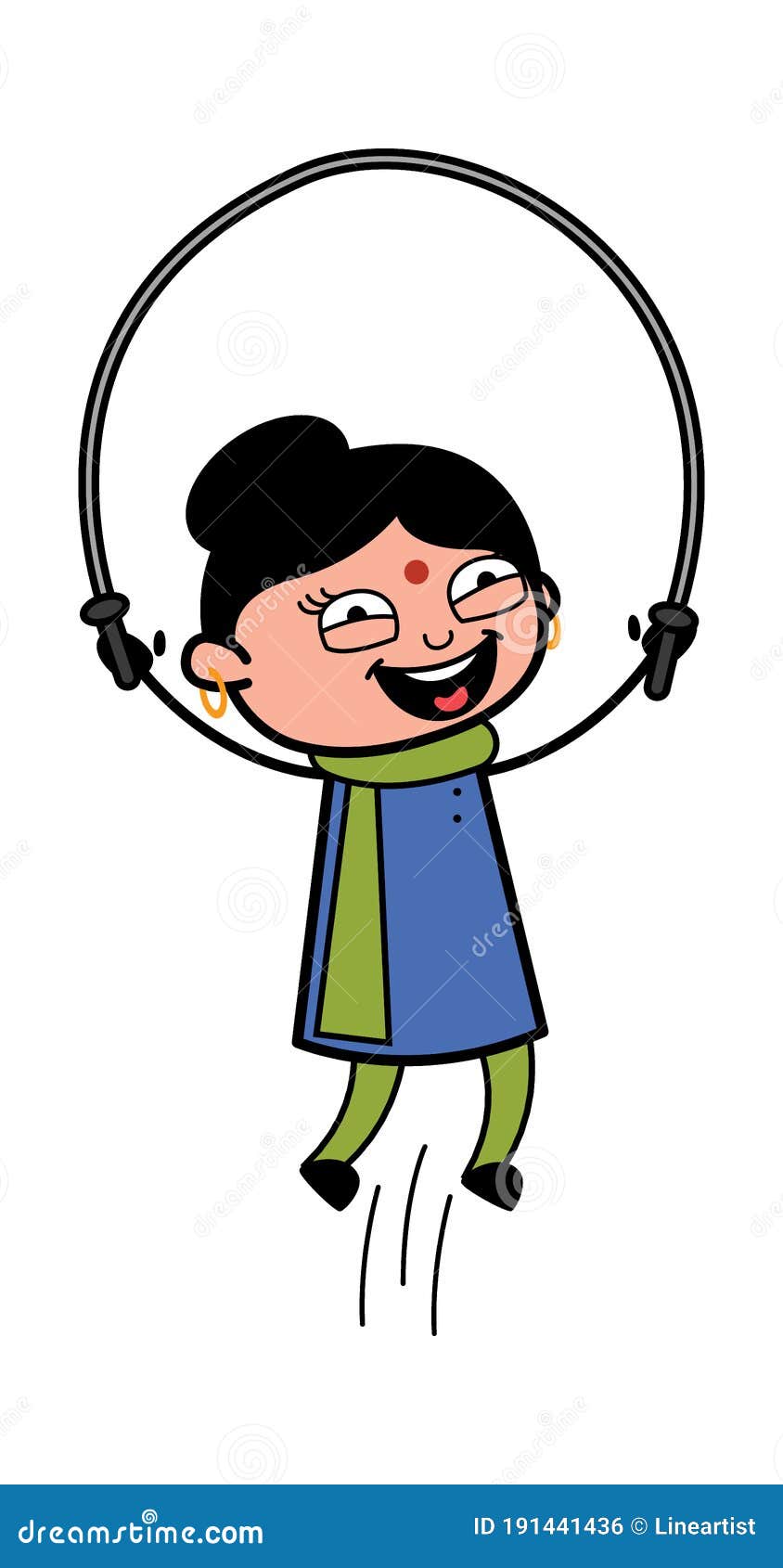 Cartoon Indian Lady Skipping Rope Stock Illustration - Illustration of ...