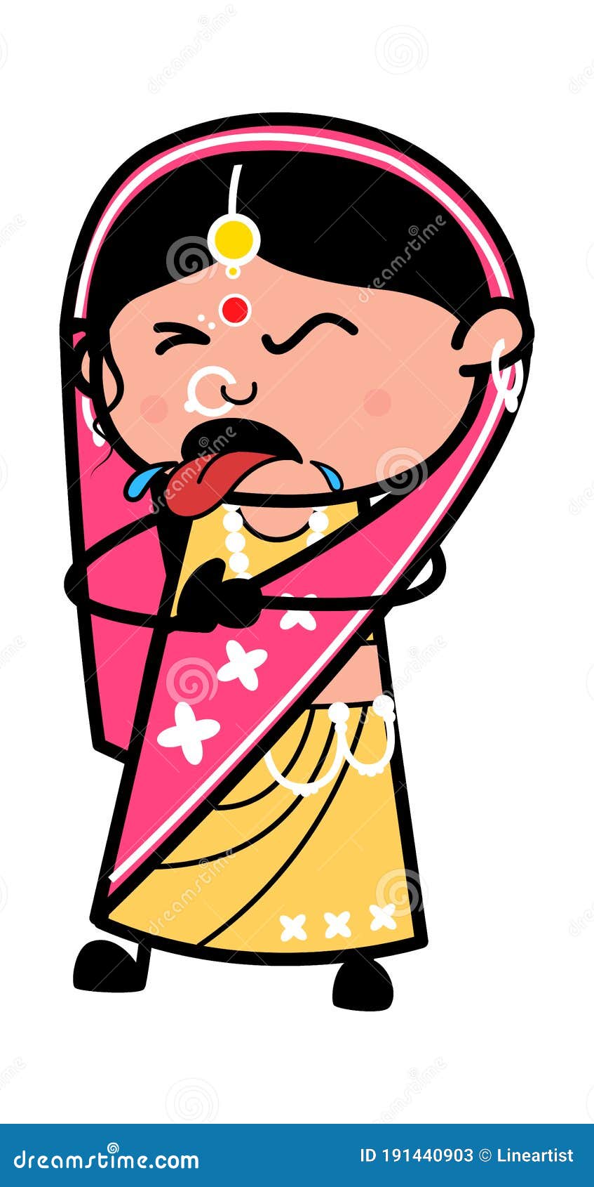 Cartoon Indian Woman Choking Stock Illustration - Illustration of ...