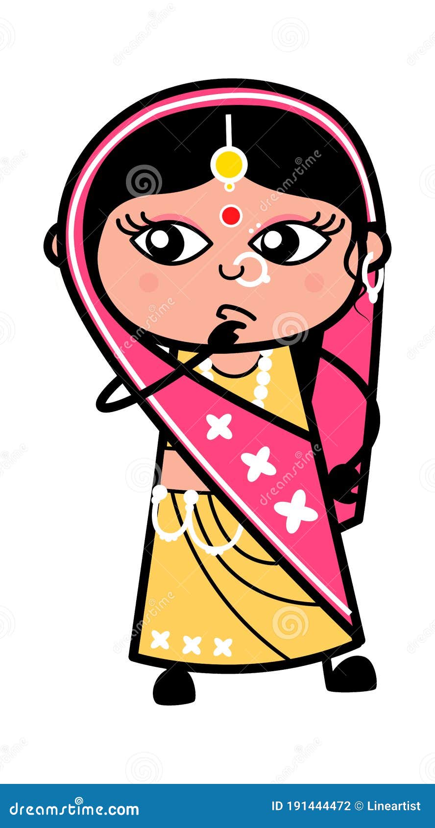 Cartoon Indian Woman Thinking Seriously Stock Illustration ...