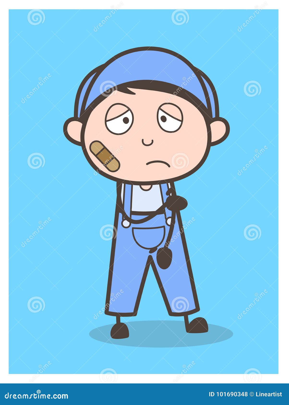 Cartoon Injured Young Boy Face Vector Illustration Stock Illustration ...