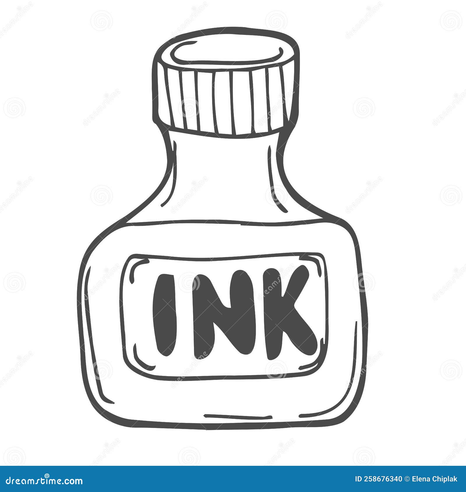 Cartoon Ink Bottle In Doodle Style Vector Illustration | CartoonDealer ...