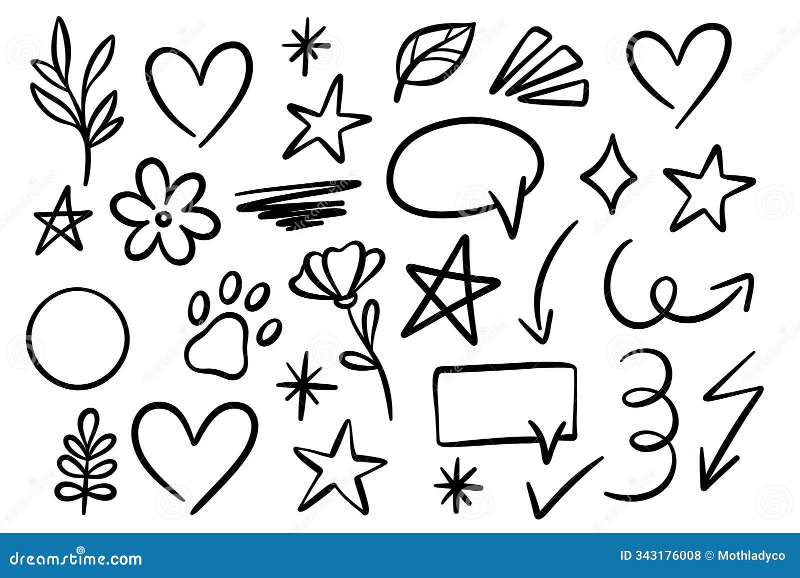 Cartoon Ink Doodles, Fun Decorative Ink Illustrations, Speech Bubble ...