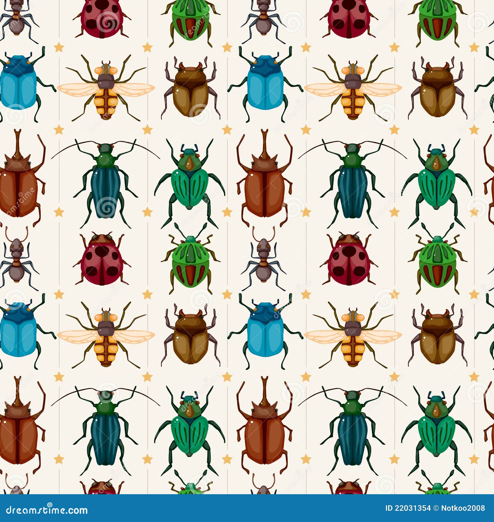 Cartoon Insect Bug Seamless Pattern Stock Vector - Illustration of ...