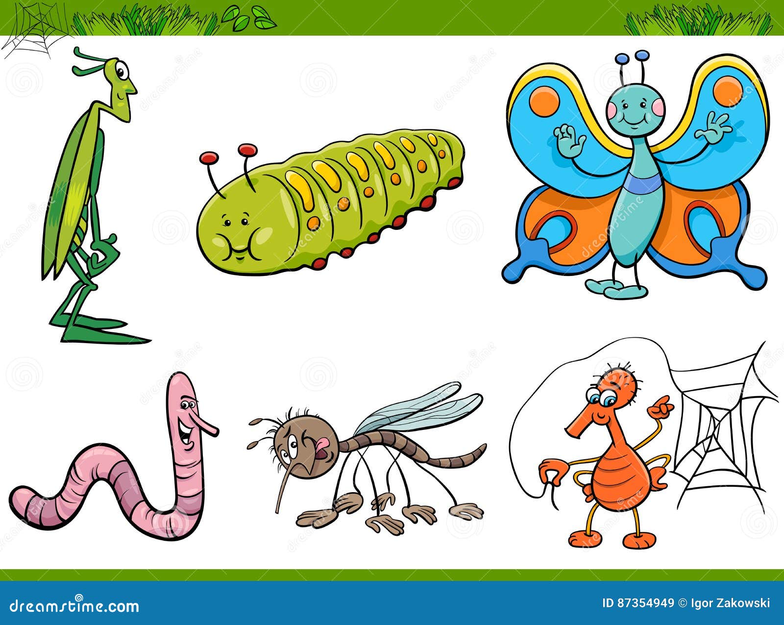 Cartoon Insect Characters Set Stock Vector - Illustration of cartoon ...