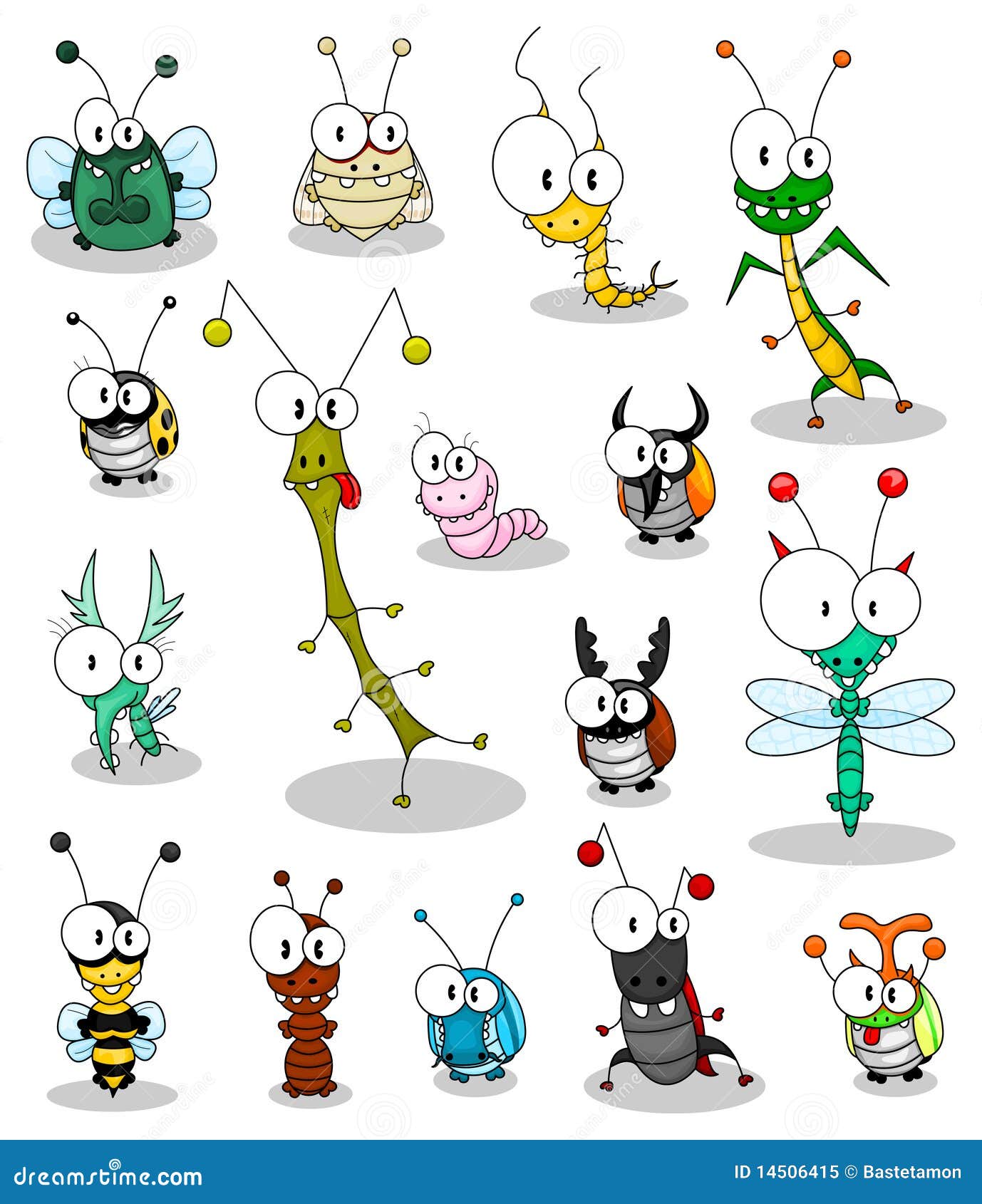 Cartoon insects stock vector. Illustration of funny, leaf - 14506415