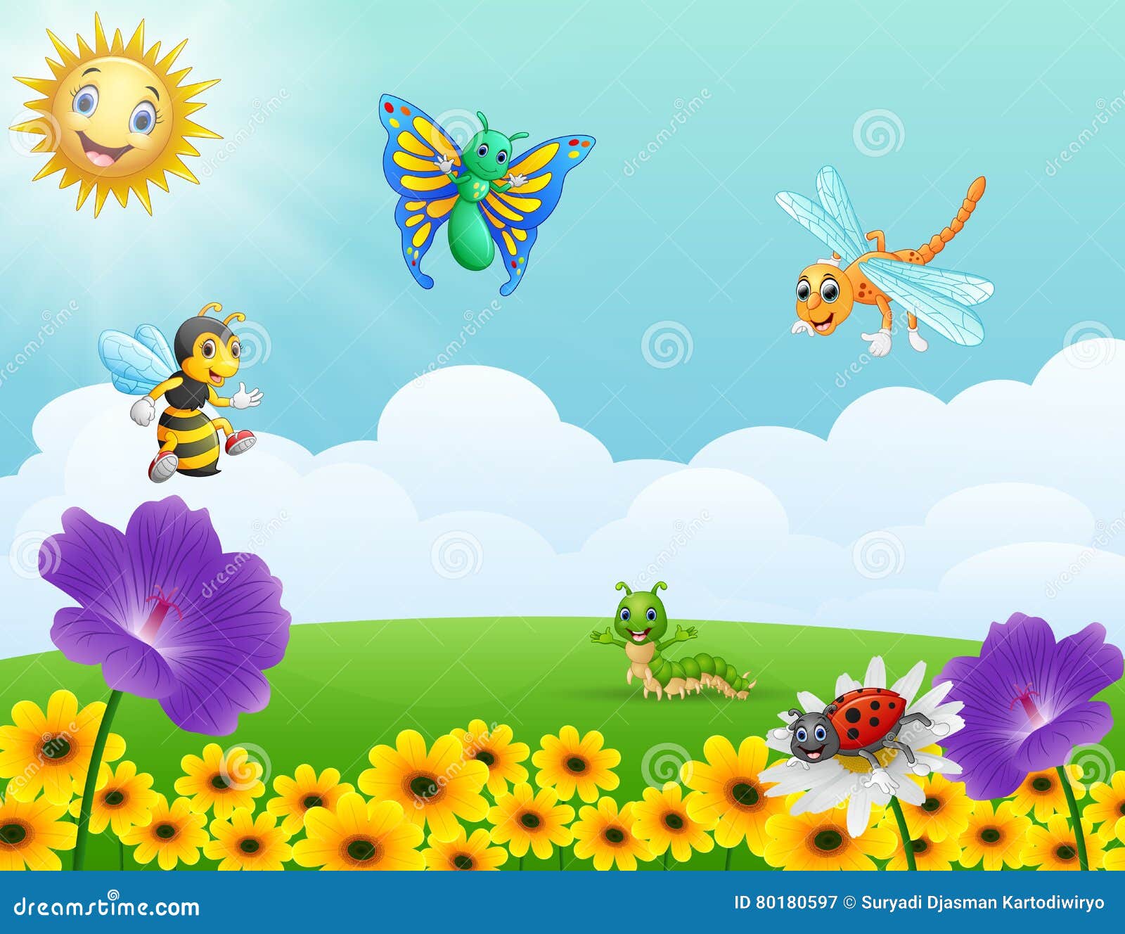 Cartoon Garden Insects