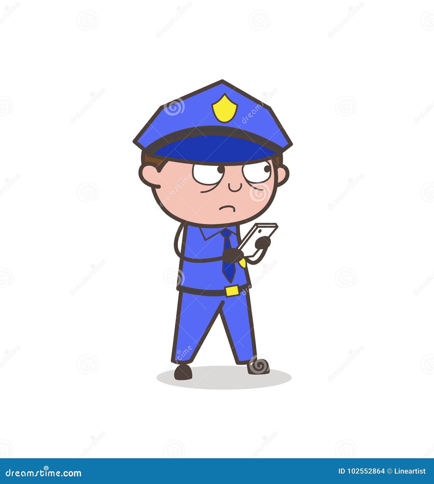 Cartoon Inspector Chatting on Mobile Vector Stock Illustration ...