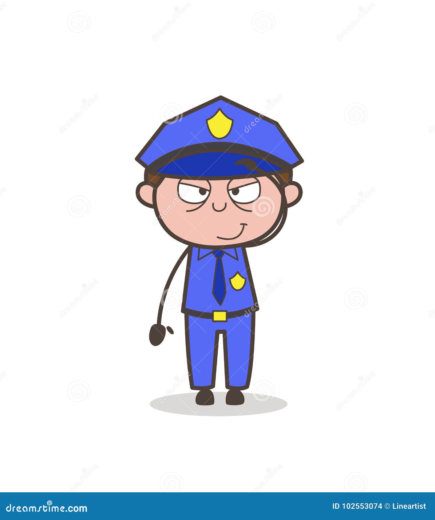 Cartoon Inspector Smirking Face Expression Stock Illustration ...