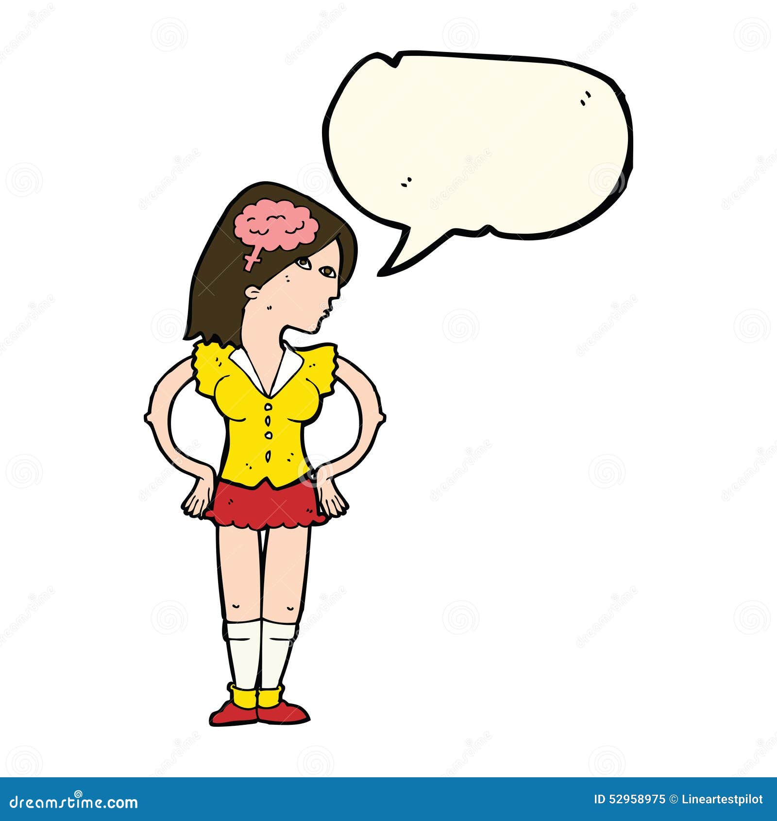 Cartoon Intelligent Woman with Speech Bubble Stock Illustration ...
