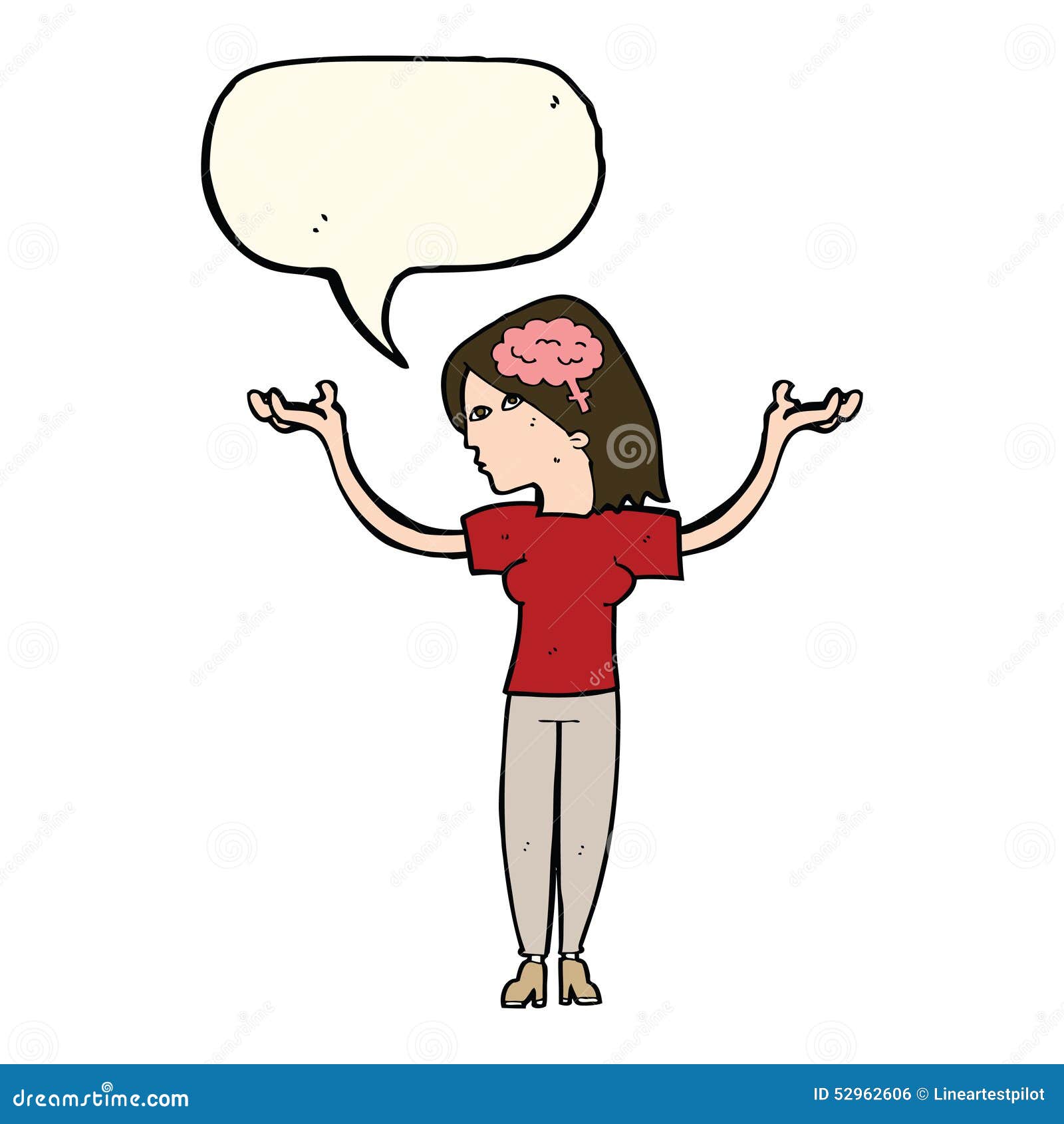 Cartoon Intelligent Woman with Speech Bubble Stock Illustration ...