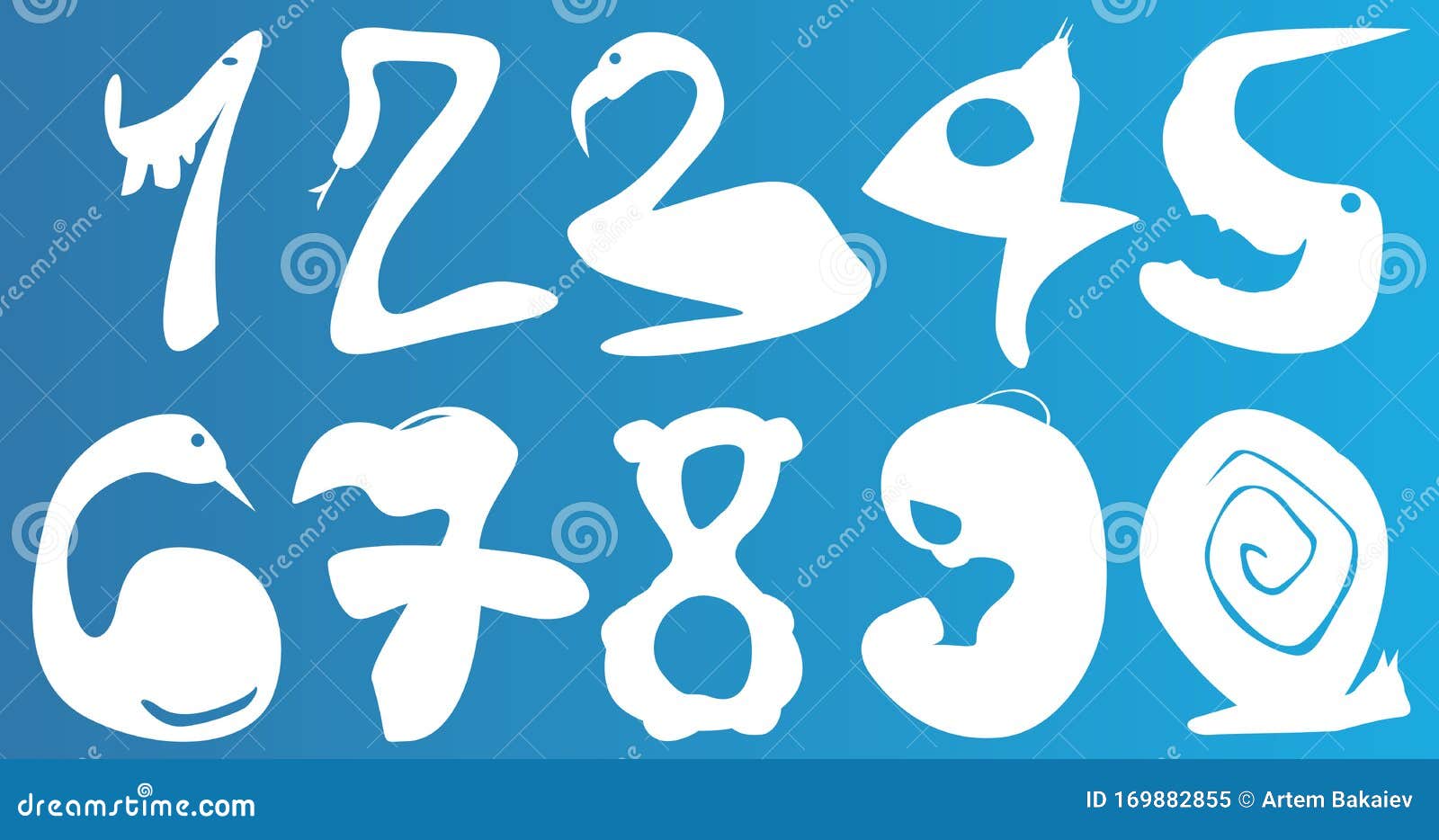 Cartoon Interesting Vector Illustration Of Numbers From Zero To Nine ...
