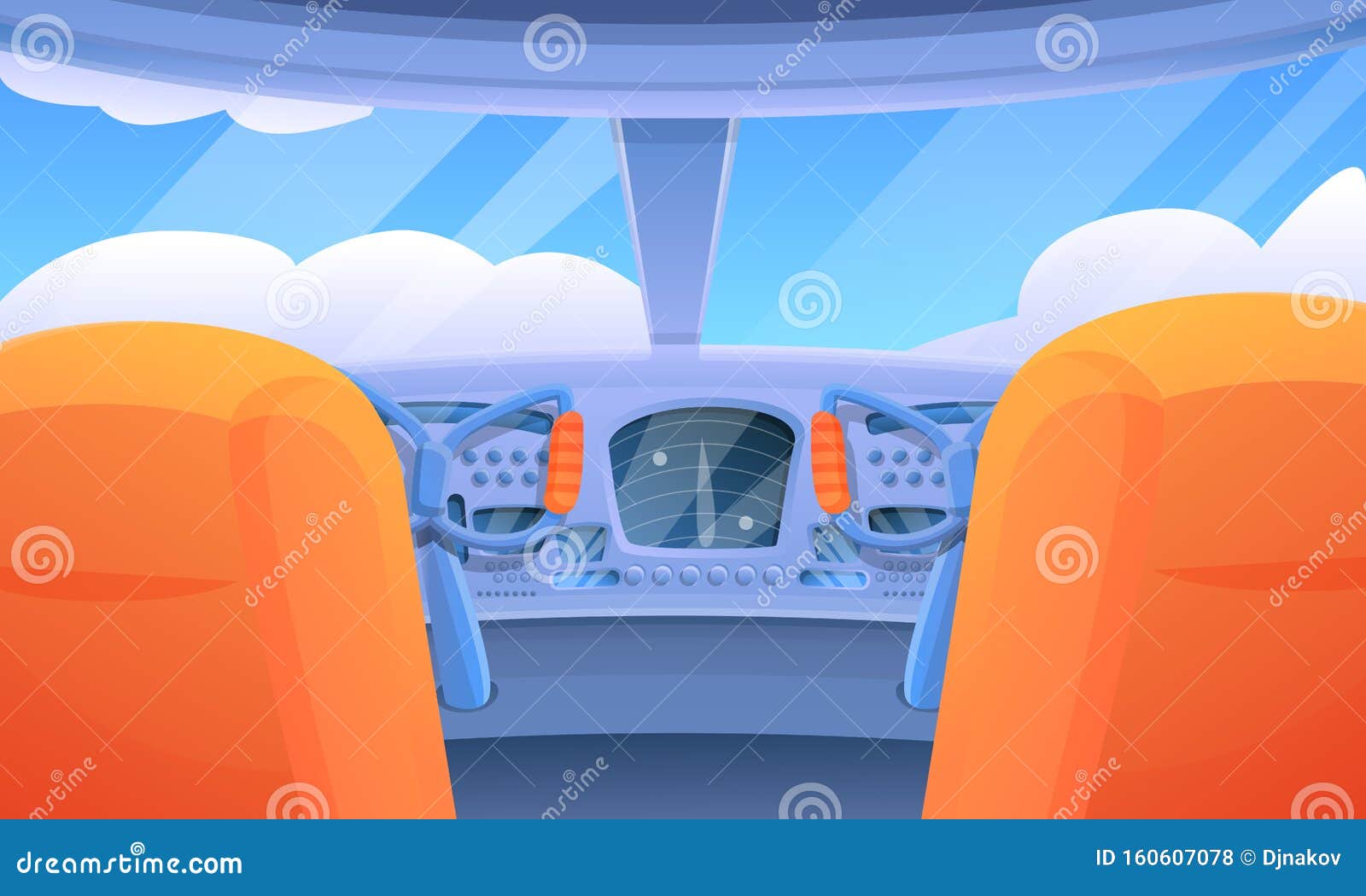 Cartoon Interior of a Flying Airplane Cockpit Stock Illustration ...