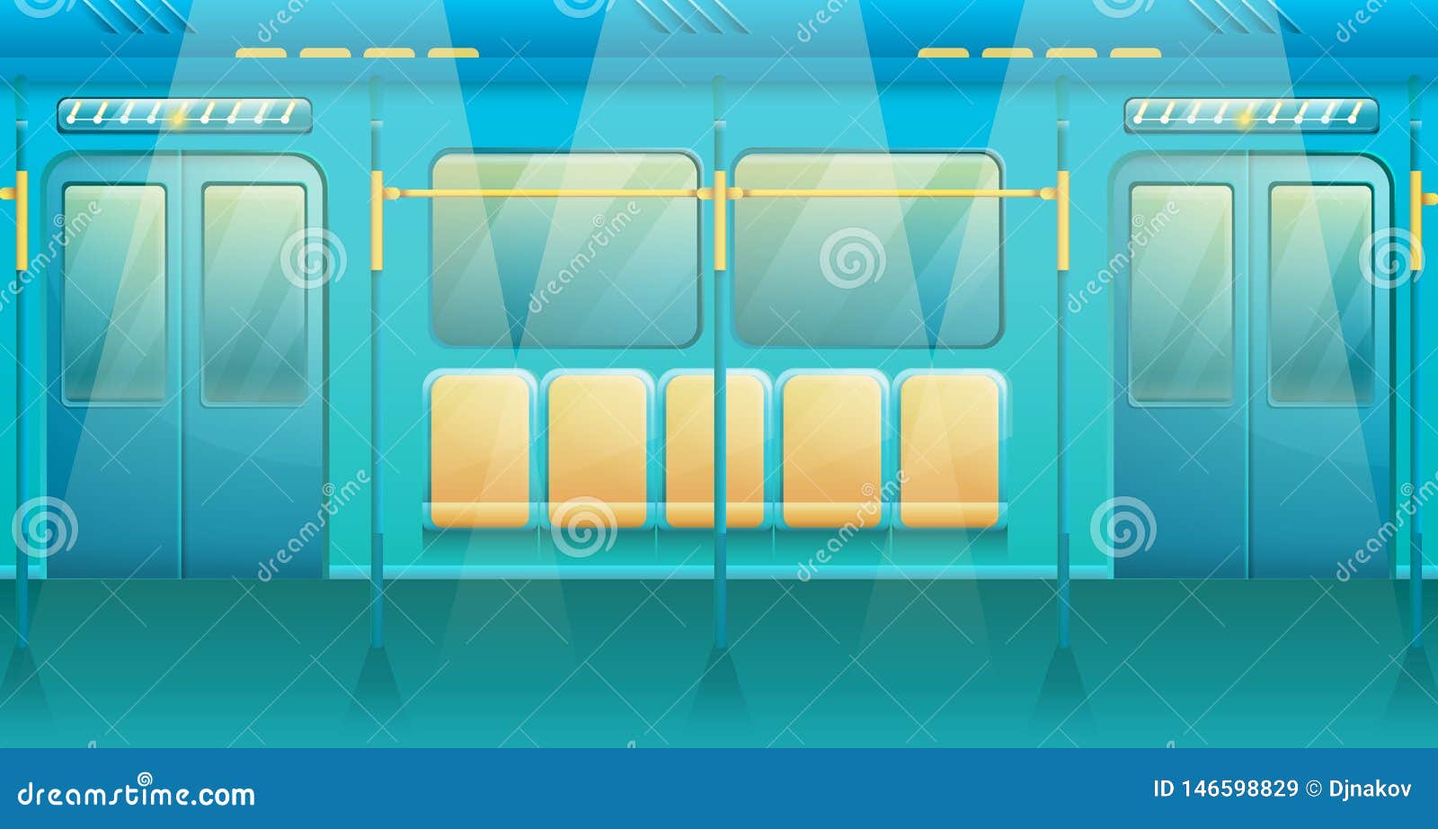 Cartoon Interior of Metro Train Stock Vector - Illustration of train ...