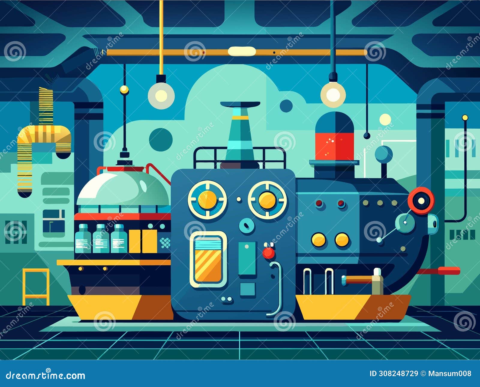 Cartoon Interior of the Space Station Stock Illustration - Illustration ...