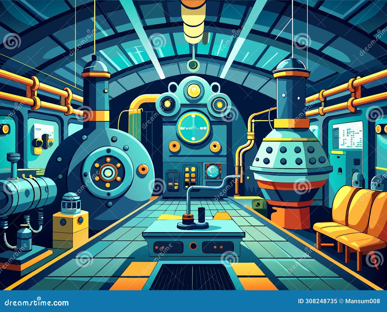 Cartoon Interior of the Space Station Stock Illustration - Illustration ...