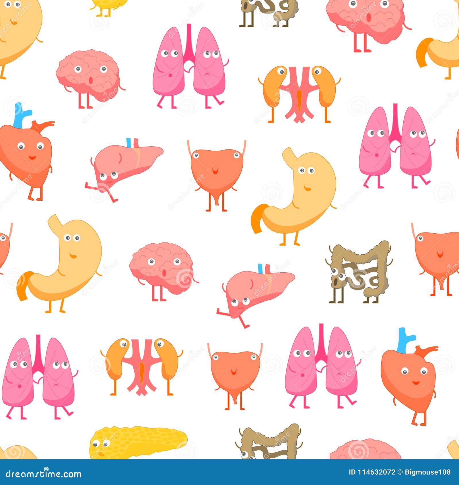 Set Of Cartoon Internal Organs In Children S Style, Decorated In Form ...