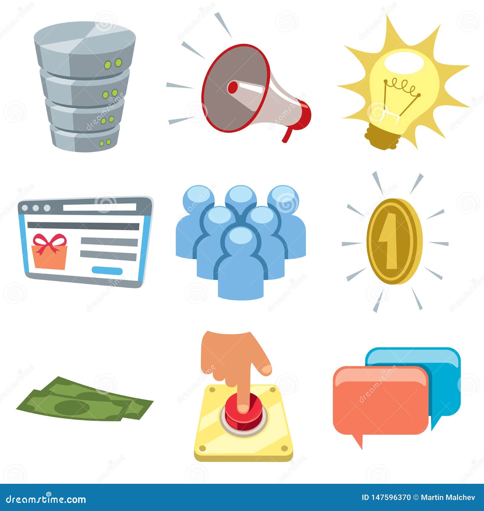 Cartoon Internet Icons 2 stock vector. Illustration of database - 147596370