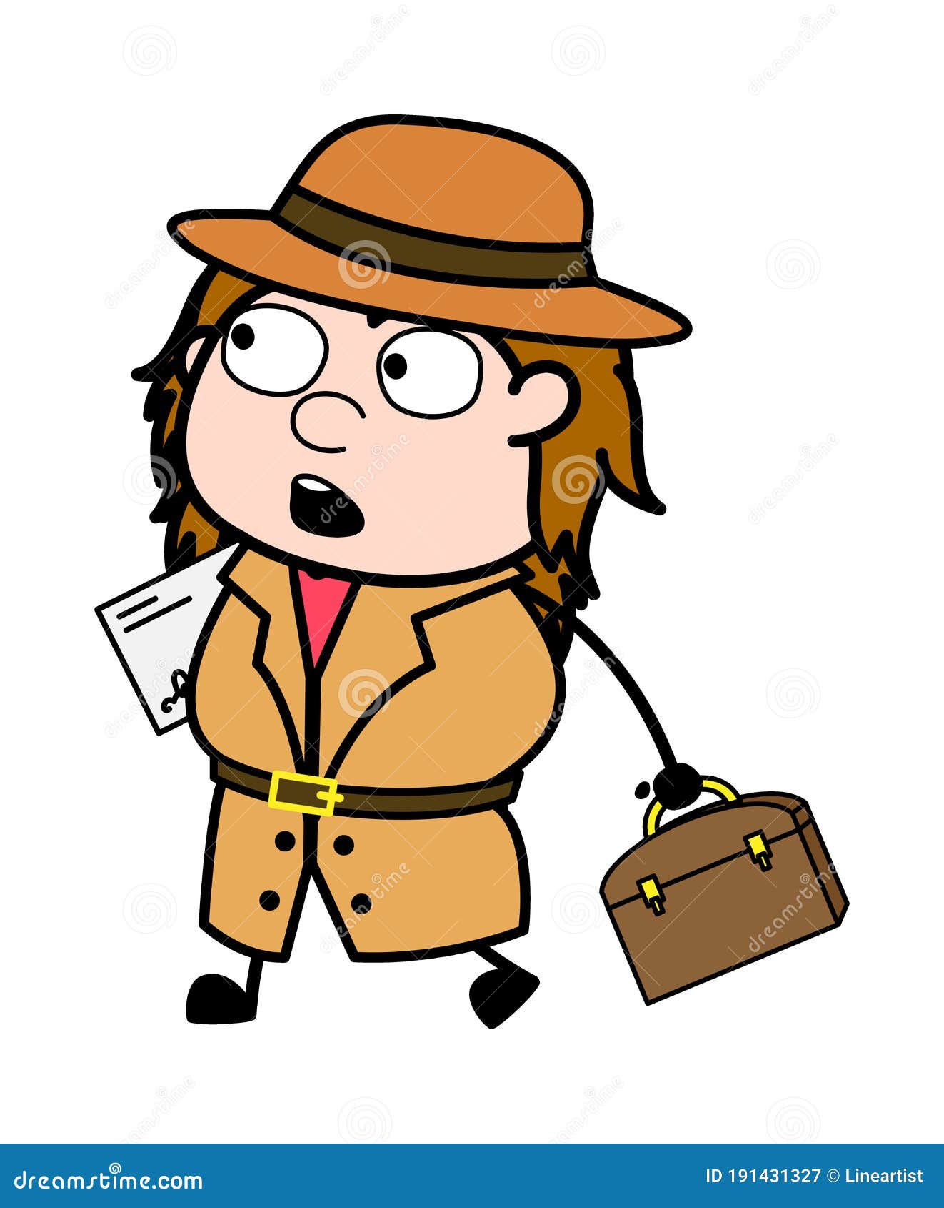 Cartoon Investigator Going To Office Stock Illustration - Illustration ...