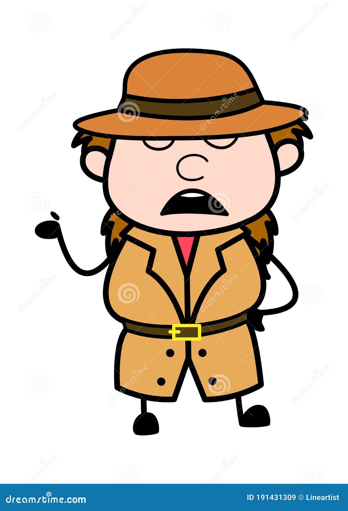 Cartoon Investigator Pensive Stock Illustration - Illustration of ...