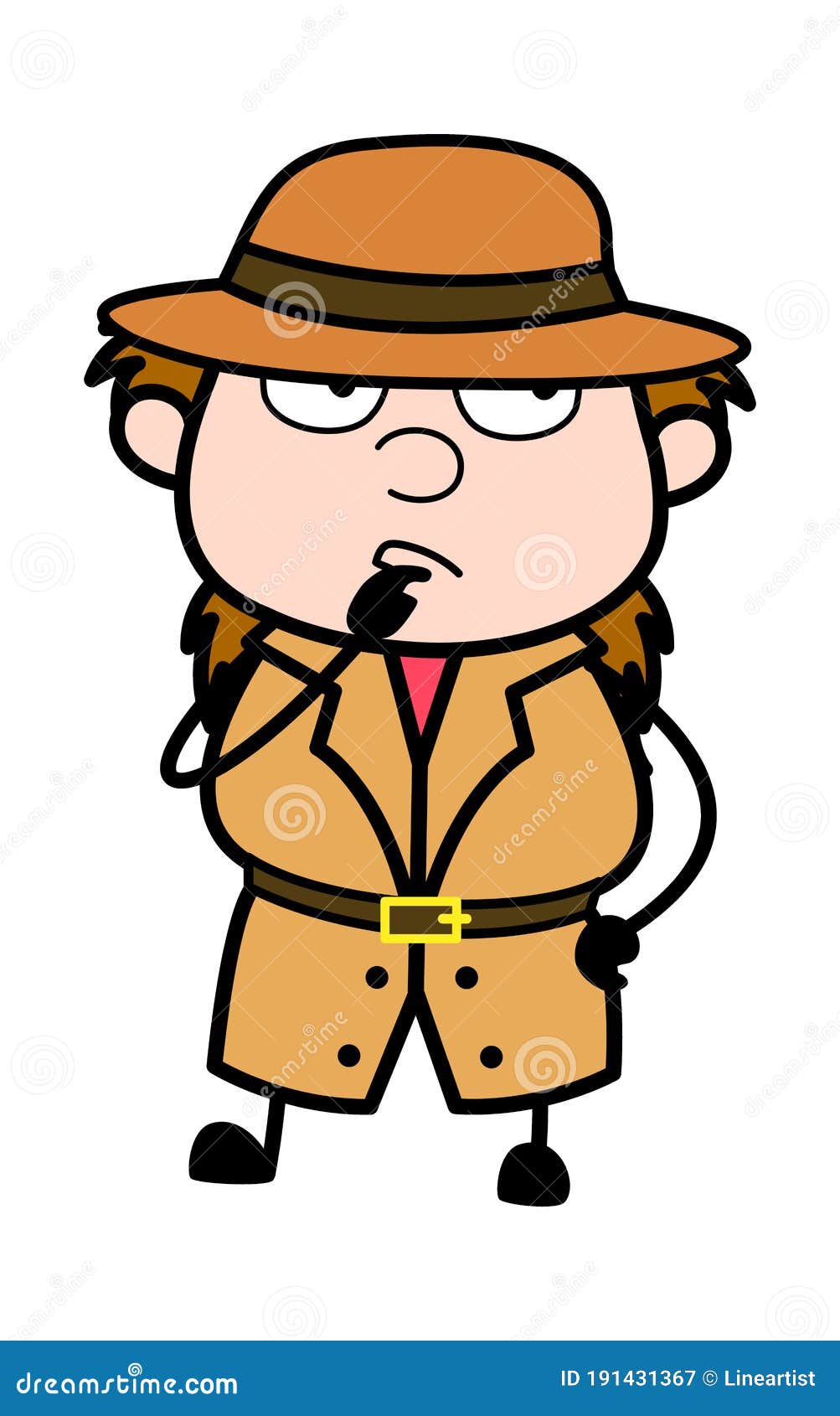 Cartoon Investigator Thinking Seriously Stock Illustration ...
