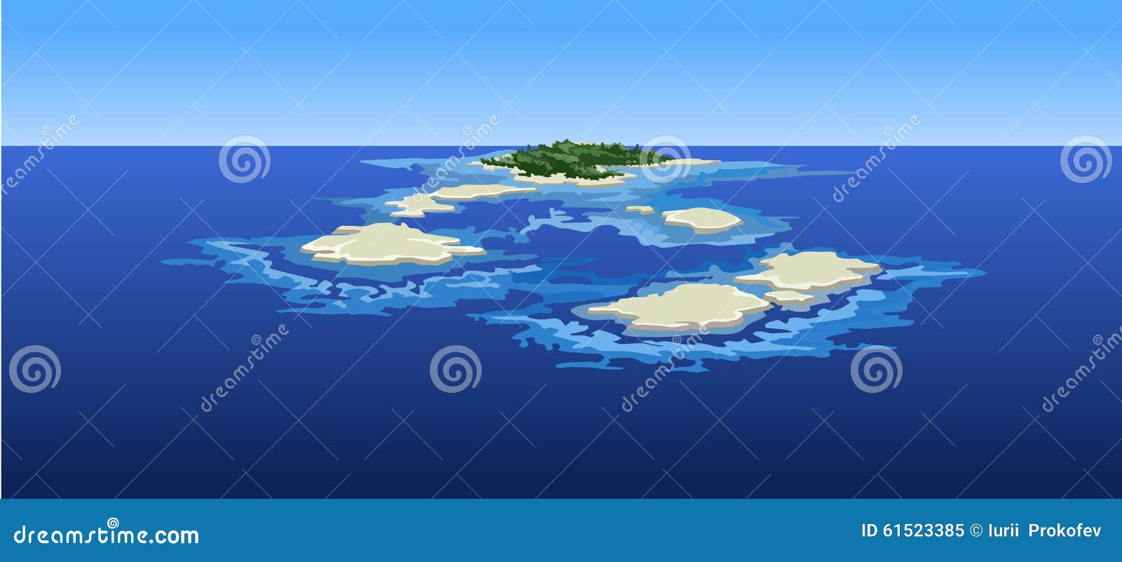 Cartoon Islands in the Ocean the View from the Top Stock Vector ...