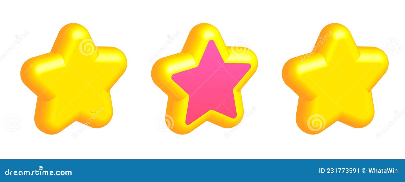 Cartoon Isolated Vector 3D Star. Icon Design for Game, Ui, Banner ...