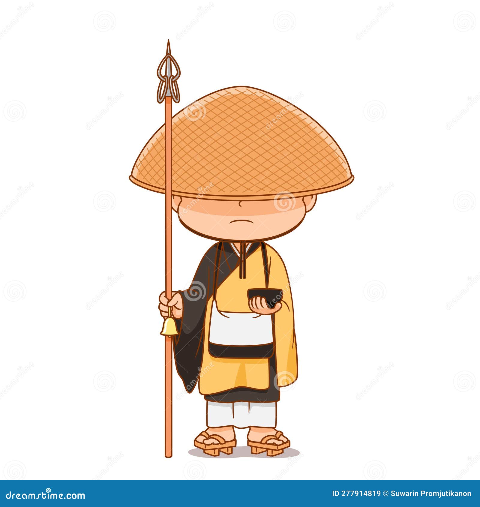 Cartoon Japanese Buddhist Monk. Stock Vector - Illustration of retreat ...