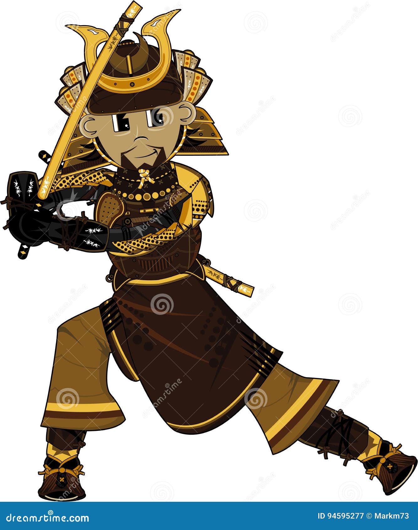 Cartoon Japanese Samurai Warrior Stock Vector - Illustration of fierce ...