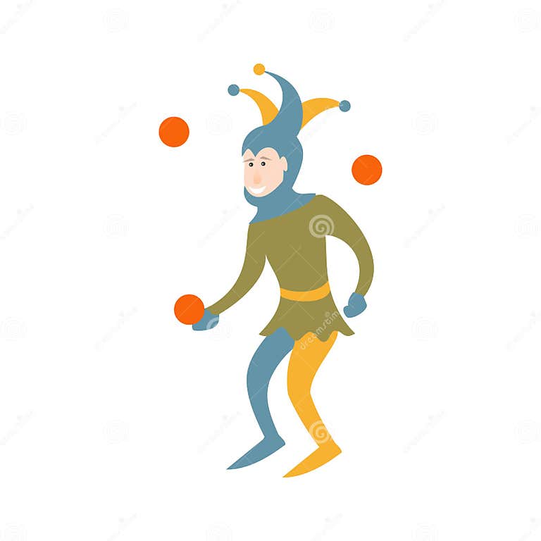 Cartoon Jester on White Background. Stock Vector - Illustration of ...