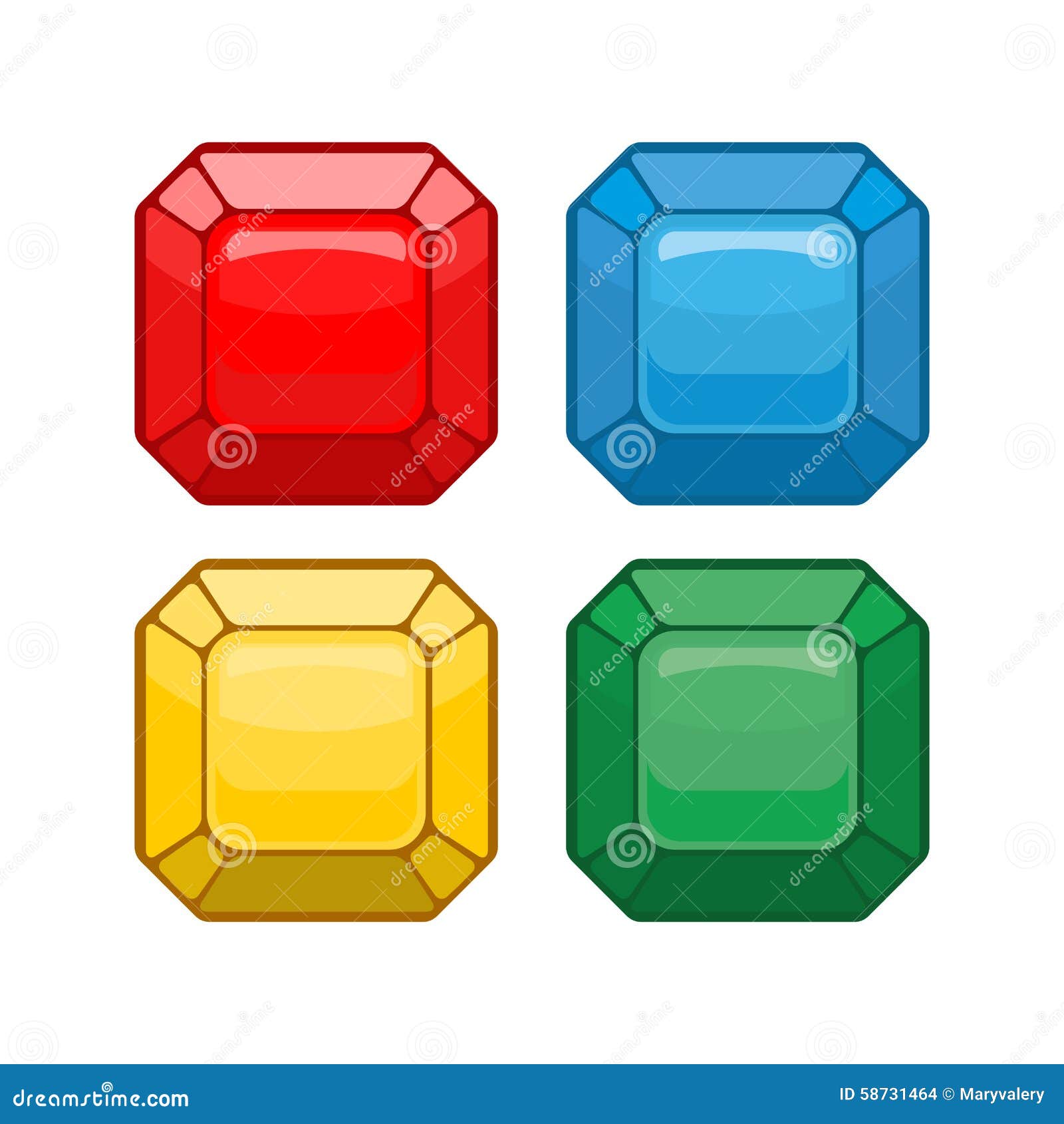 Cartoon Jewelry. Set Colored Gemstones Stock Vector - Illustration of ...