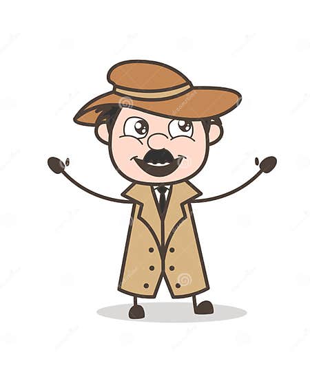 Cartoon Joyful Detective Expression after Solve the Case Vector ...