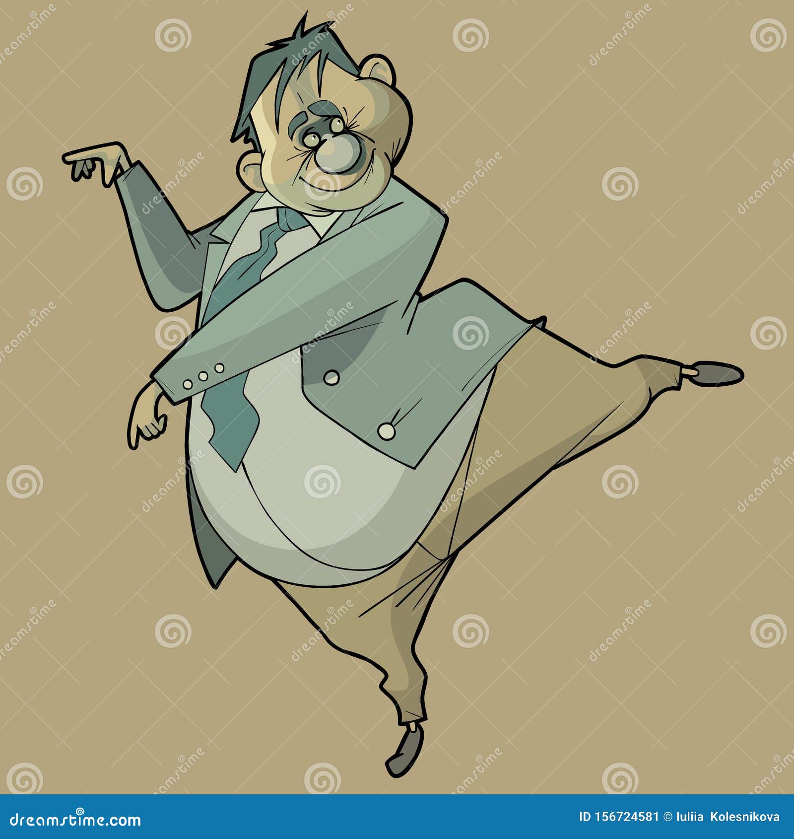 Cartoon Joyful Man in a Suit with a Tie Gracefully Dances Stock Vector ...