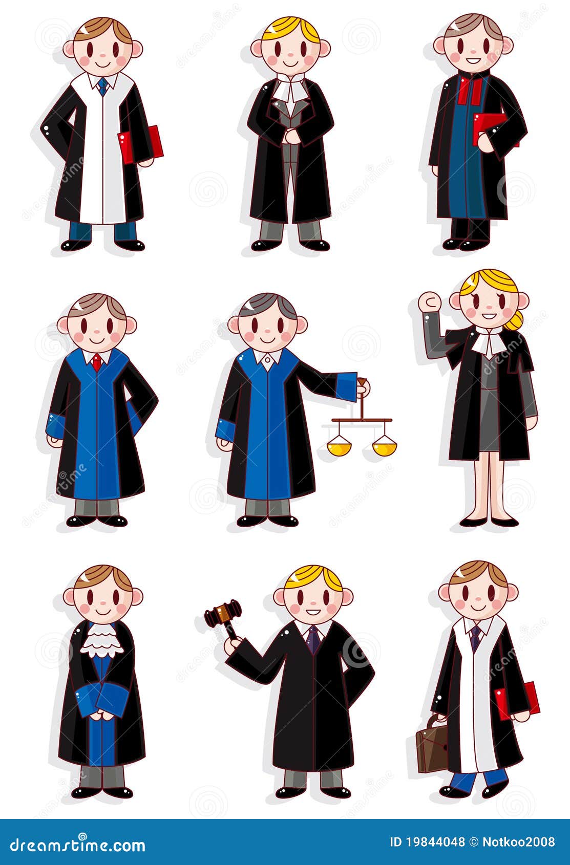 Cartoon Judge icon set stock vector. Illustration of black - 19844048