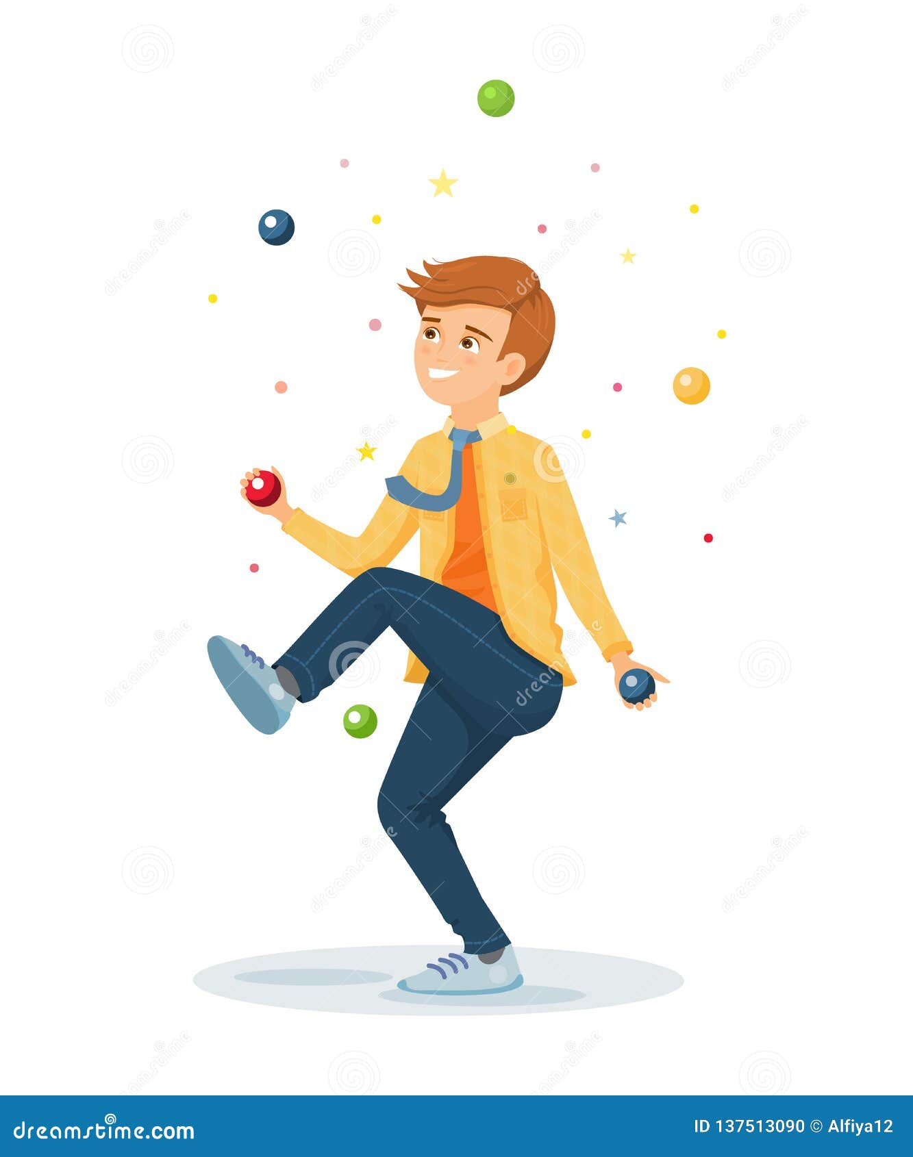 Cartoon Juggler Performs A Circus Trick | CartoonDealer.com #137513215