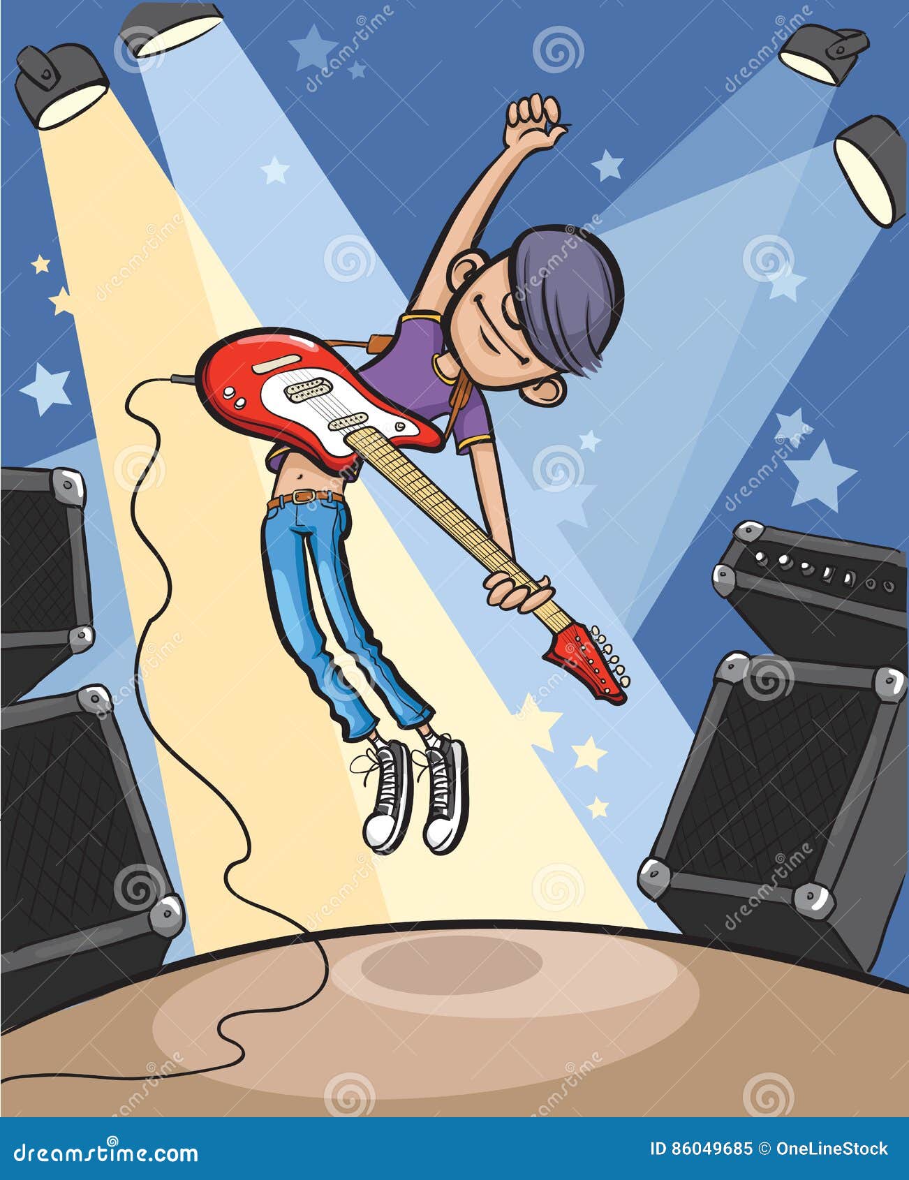 Cartoon Jumping Rock Guitarist Stock Vector - Illustration of performer ...