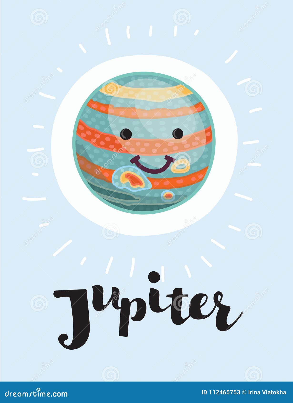 Cartoon Jupiter With Lightning, Planet, Vector Character, Solar System ...